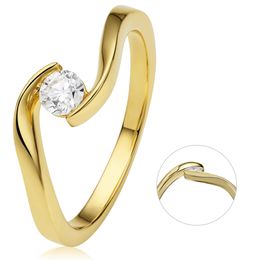 ONE ELEMENT Damen Diamantring "0,25 ct Diamant Brillant Spannfassung Ring aus 585 Gelbgold", 54, 0,25, Diamanten Gelbgold 585 Goldgold, Diamanten,