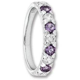 ONE ELEMENT Damen Silberring "Zirkonia & Amethyst Ring aus 925 Silber", 58,mit Zirkonia, Silber 925 (Sterlingsilber), silber, Silber 925
