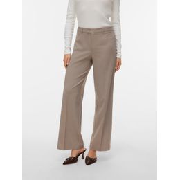 V&eacute;ro Moda VERO MODA Damen Anzughose "VMTEXAS MW STRAIGHT PANT NOOS"moon rock detail:melange, Gr. L, meliert, Web, Obermaterial: 75% Polyester, 21% Viskose, 4%