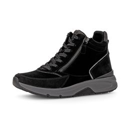 Damen Sneaker, Gabor Rollingsoft, Gr. 40schwarz, anthrazit, Nubukleder, Ziegenveloursleder, Schuhe, Sneakerboots, Schn&uuml;rboots mit Wechselfu&szlig;bett