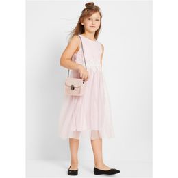 bonprix Kinder Midikleid, lila, festlich, Gr. 164, unifarben mit Farbeinsatz, Obermaterial: 100% Polyester. Futter: 100% Polyester, Kleider,