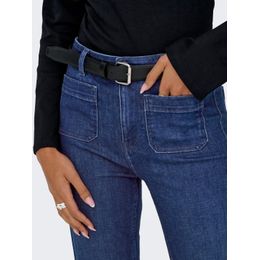 Only Damen Bootcut-Jeans "ONLMADISON HW POCKET FL DNM GEN533 NOOS", blau, Gr. 27, unifarben, Denim/Jeans, Obermaterial: 90% Baumwolle, 8% Polyester,