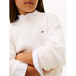 Tommy Hilfiger M&auml;dchen Strickpullover "CABLE SWEATER"ivory silk, Gr. 8, unifarben, Strick, Obermaterial: 100% Baumwolle, Pullover, Kinder bis 16 Jahre