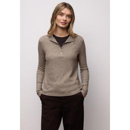 Langarmshirt Street One, Damen, Gr. 44, light terra mocha meliert, Stoff, 50% Viskose, 25% Nylon, 25% Polyester, meliert, normal normal, Rundhals, abgesteppt, Shirts Langarmshirt, mit Turtleneck