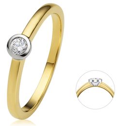 ONE ELEMENT Damen Diamantring "0.1 ct Diamant Brillant Zarge Ring aus 585 Gelbgold", 51, 0,1, Diamanten Gelbgold 585 Gold, gold, Diamanten, Gelbgold