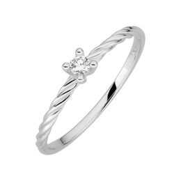 LYOMI Damen Fingerring "585/- Wei&szlig;gold 1 synth. Diam. 0,07ct.", 058 (18,5), 0,07 VS = sehr kleine Einschl&uuml;sse, Gold, silber, Gold, Fingerringe
