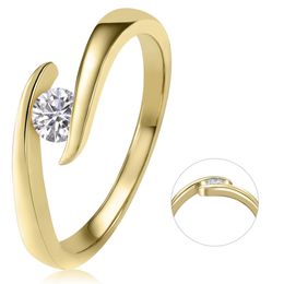 ONE ELEMENT Damen Diamantring "0,25 ct Diamant Brillant Spannfassung Ring aus 585 Gelbgold", 58, 0,25, Diamanten Gelbgold 585 Gold, gold, Diamanten,