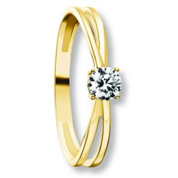 ONE ELEMENT Damen Goldring "Zirkonia Ring aus 333 Gelbgold", 55,mit Zirkonia, Gelbgold 333 Gold, gold, Gelbgold 333, Gold, Fingerringe, Zartes Emblem