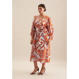 Seidensticker Damen Sommerkleid "Schwarze Rose", orange, Gr. 50, Paisley, 65% Baumwolle, 35% Leinen, Kleider, 3/4 V-Neck Paisley
