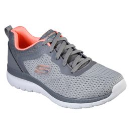 Skechers Damen Berufsschuh "BOUNTIFUL - QUICK PATH", Gr. 42grau, koralle, Lederimitat, Textil, Schuhe, Freizeitschuh, Halbschuh, Schn&uuml;rschuh mit