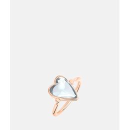Fingerring "Schmuck Geschenk Glass Heart Ring", 54, Edelstahl, 2mmros&eacute;goldfarben, transparent, Liebeskind Berlin, Edelstahl, Fingerringe, mit