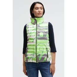 SOCCX Damen Steppweste, gr&uuml;n, Gr. S, bedruckt, Steppware, Material: 100% Polyamid, Futter: 100% Polyester, F&uuml;llung: 100% Polyester, Westen, mit
