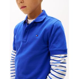 Tommy Hilfiger Jungen Poloshirt "FLAG POLO SS"majesty blau, Gr. 5, Single Jersey, Obermaterial: 100% Baumwolle, Shirts, mit Logostickerei