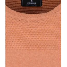 Ragman Herren Rundhalspullover, orange, Gr. S, 70% Baumwolle 30% Leinen, Pullover