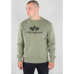 Herren Sweatshirt "Basic Sweater", gr&uuml;n, Gr. L, Alpha Industries, bedruckt, angeraute Sweatware, Obermaterial: 80% Baumwolle, 20% Polyester,