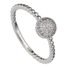Jobo Damen Diamantring "Ring Wei&szlig;goldring", 58, SI = kleine Einschl&uuml;sse, Diamanten Wei&szlig;gold 585wei&szlig;gold 585, Diamanten, Wei&szlig;gold 585, Fingerringe,