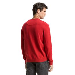 Tom Tailor Herren Rundhalspulloversalsa rot non, solid, Gr. XL, unifarben, Strick, Obermaterial: 100% Baumwolle, Pullover, mit Logostickerei