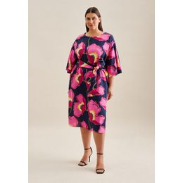 Seidensticker Damen Sommerkleid "Schwarze Rose", blau, Gr. 54, gebl&uuml;mt, 100% Leinen, Kleider, 1/2 Rundhals Floral