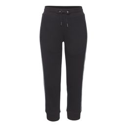 H.I.S. Relax-Caprihose H.I.S, Damen, Gr. L (44/46), N-Gr, schwarz, Interlock, Obermaterial: 100% Baumwolle, unifarben mit Farbeinsatz, bequem ca. Mitte Wade, Hosen, mit seitlichen Tapestreifen