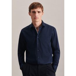 Seidensticker Herren Businesshemd "Schwarze Rose", blau, Gr. 44, Strukturmuster, unifarben, 100% Baumwolle, Hemden, Regular 1/1 Kentkragen Struktur