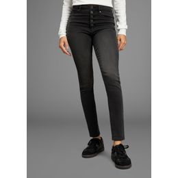 Arizona Damen 5-Pocket-Jeans, schwarz, Gr. 36, unifarben, Denim/Jeans, Obermaterial: 98% Baumwolle, 2% Elasthan, Jeans, extra-eng geschnittene Beine,
