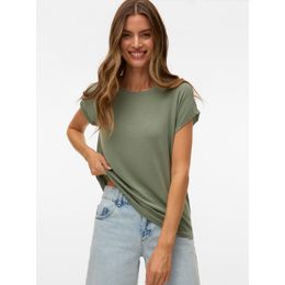 V&eacute;ro Moda VERO MODA Damen Rundhalsshirt "VMAVA PLAIN SS TOP GAJRS NOOS"hedge gr&uuml;n, Gr. M, unifarben, Jersey, Obermaterial: 95% Lyocell, 5% Elasthan, Shirts,