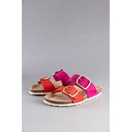ANISTON SHOES Damen Pantolette, Gr. 37, bunt, Veloursleder, Schuhe, Sommerschuh, Hausschuh mit Eye-Catching Farben