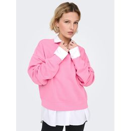 Only Damen Sweatshirt "ONLBEST L/S CREW NECK SWT NOOS"sachet pink, Gr. XS, unifarben, Sweatware, Obermaterial: 65% Polyester, 35% Baumwolle,