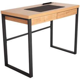 Livetastic Schreibtisch, Schwarz, Eiche, Metall, Holzwerkstoff, furniert, 2 Schublade(n) Schubladen, rechteckig, eckig, 100x75x50 cm, Mousepad, Arbeitszimmer, Schreibtische, B&uuml;rotische