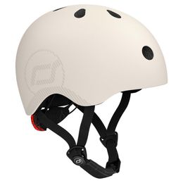 Scoot and Ride Kinderhelm, Hellgrau, Kunststoff, Textil, Gr. S-M, RoHS, Magnetverschluss, mit LED-Licht, Kinnpolster,Magnetverschluss, Kinnpolster, Freizeit, Sport & Fitness, Fahrr&auml;der, Kinderhelme