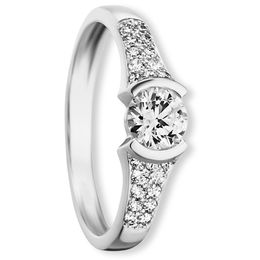 ONE ELEMENT Damen Goldring "Zirkonia Ring aus 333 Wei&szlig;gold", 58,mit Zirkonia, Gold Wei&szlig;gold 333silber, Gold, Wei&szlig;gold 333, Fingerringe, Pers&ouml;nlicher
