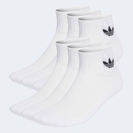 Damen Sportsocken "1/4 SOCKS 6P", adidas originals, Gr. S, wei&szlig;, Obermaterial: 65% Baumwolle, 32% Polyester, 2% Elasthan, 1% sonstige Fasern, Socken,