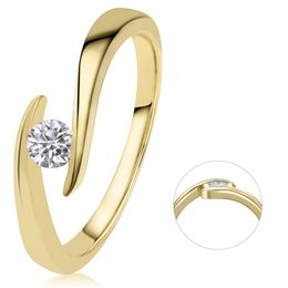 ONE ELEMENT Damen Diamantring "0,20 ct Diamant Brillant Spannfassung Ring aus 585 Gelbgold", 56, 0,2, Diamanten Gelbgold 585 Gold, gold, Diamanten,