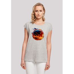 F4NT4STIC Damen T-Shirt "Basketball On Fire Sport SHORT SLEEVE", grau, Gr. XS, Obermaterial: 100% Baumwolle, Shirts, Print
