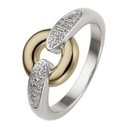 Jobo Damen Diamantring "Ring Goldring", 58, SI = kleine Einschl&uuml;sse, Diamanten Gelbgold 585 Wei&szlig;gold 585gelbgold 585, Diamanten, Gelbgold 585,