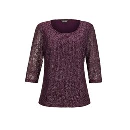 GOLDNER Damen Kurzarmbluse "Spitzenbluse mit zartem Glanz", lila, Gr. 52, Obermaterial: 100% Polyester PES., Blusen