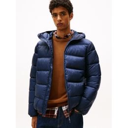 Tommy Jeans Herren Steppjacke "HOODED LOGO PUFFER"schwarz night navy, Gr. XL, unifarben, Web, Obermaterial: 100% Polyamid, Jacken, Winterjacke