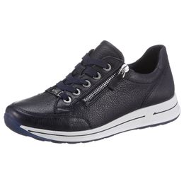 Ara Damen Sneaker "OSAKA", Gr. 5, blau, Glattleder, unifarben, Schuhe, Freizeitschuh, Halbschuh, Schn&uuml;rschuh mit Rei&szlig;verschluss, H-Weite