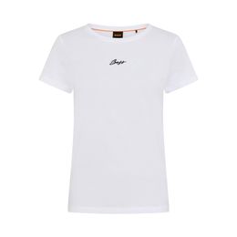 BOSS Orange Damen T-Shirt "Elove Embro Premium Damenmode"wei&szlig; 100, Gr. XS, unifarben, Single Jersey, Obermaterial: 100% Baumwolle, Shirts, mit