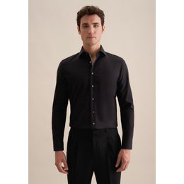 Seidensticker Herren Businesshemd "Slim", schwarz, Gr. 38, unifarben, 100% Baumwolle, Hemden, Slim 1/1 Kentkragen Uni
