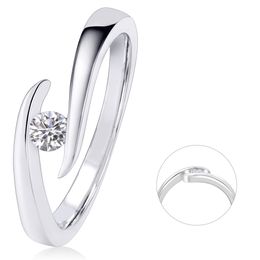 ONE ELEMENT Damen Diamantring "0,10 ct Diamant Brillant Spannfassung Ring aus 585 Wei&szlig;gold", 60, 0,1, Diamanten Gold Wei&szlig;gold 585, silber, Diamanten,