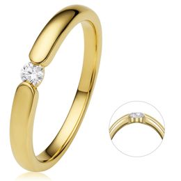 ONE ELEMENT Damen Diamantring "0.08 ct Diamant Brillant Spannfassung Ring aus 585 Gelbgold", 48, 0,08, Diamanten Gelbgold 585 Goldgold, Diamanten,