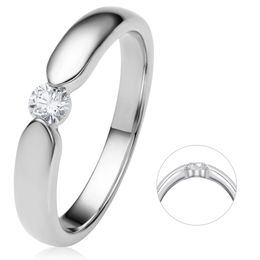 ONE ELEMENT Damen Diamantring "0.17 ct Diamant Brillant Spannfassung Ring aus 585 Wei&szlig;gold", 56, 0,17, Diamanten Gold Wei&szlig;gold 585, silber,