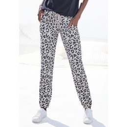 Lascana Damen Pyjamahose, Gr. 32, schwarz, Single Jersey, Obermaterial: 50% Baumwolle, 50% Viskose, gemustert, Hosen, Uni oder mit tollem Animal-Print