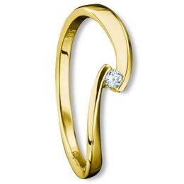 ONE ELEMENT Damen Diamantring "0.04 ct Diamant Brillant Ring aus 585 Gelbgold", 58, 0,04 mit Diamant, Diamanten Gelbgold 585 Gold, gold, Diamanten,