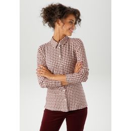 Aniston CASUAL Damen Hemdbluse, rot, Gr. 38, bedruckt, gemustert, Single Jersey, Obermaterial: 95% Viskose, 5% Elasthan, Blusen, mit farbharmonischem
