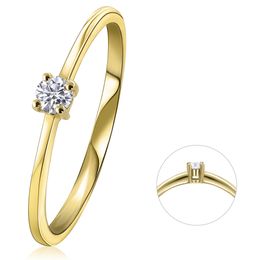 ONE ELEMENT Damen Diamantring "0,10 ct Diamant Brillant Ring aus 585 Gelbgold", 50, 0,1 mit Diamant, Diamanten Gelbgold 585 Goldgold, Diamanten,