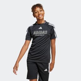 Jungen T-Shirt "J HOT TEE", schwarz-wei&szlig;, Gr. 152, adidas Sportswear, Obermaterial: 100% Polyester, Shirts, sportlicher Stil, f&uuml;r Kinder und Teens,