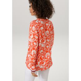 Aniston CASUAL Damen Schlupfbluserot, wei&szlig;, schwarz, Gr. 46, bedruckt, gebl&uuml;mt, Web, Obermaterial: 100% Viskose, Blusen, mit fantasievollem,