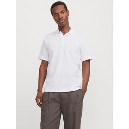 Jack & Jones JACK & JONES Herren Poloshirt "JJEAUSTIN POLO SS NOOS", wei&szlig;, Gr. S, bestickt, unifarben, Jersey, Obermaterial: 58% Polyester, 40% Baumwolle, 2%